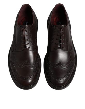 Dolce & Gabbana Mens Brown Leather Derby Wingtip Lace Up Formal Dress Shoes Calf