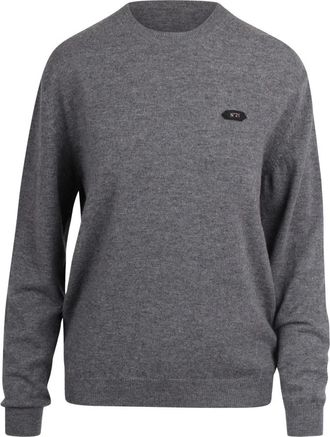 N&deg;21 Femme, Pulls, Gris, Taille: 48 FR Pull en laine avec &eacute;cusson logo