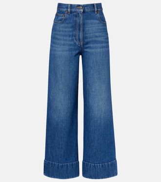 Valentino Wide-Leg Jeans mit Leder