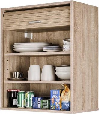 Les Tendances Meuble mural de cuisine à rideau chêne clair Couna L 60 x H 72cm