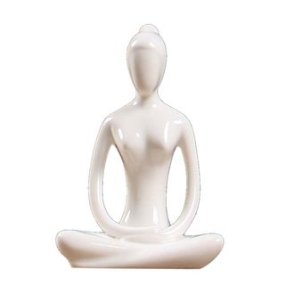 joyMerit Figur Skulptur Weiss Yoga Dekofigur Wohnungs-Deko Kunstwerk aus Keramik - 03