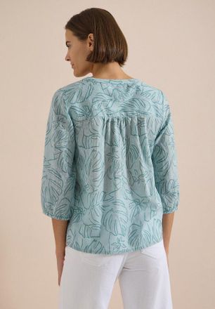 Cecil Druckbluse 3/4-Arm Sommerbluse-Tunika mit Bl&auml;tterprint