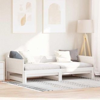 vidaXL Lit Pull-out de Jour Blanc 180 x 200 cm Bois massif en pin Vidaxl