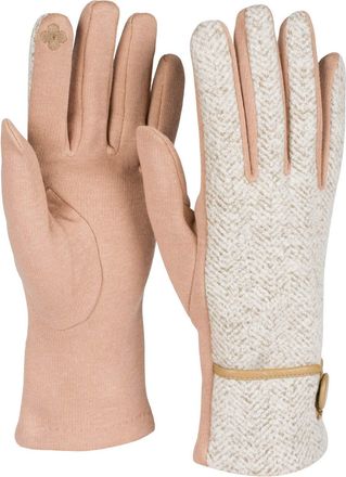 styleBREAKER Damen Touchscreen Handschuhe mit Fischgrät Muster und Fleece Futter, warme Fingerhandschuhe, Winter 09010036, Farbe:Hellbraun