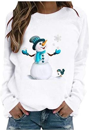 Generic 2026 Pull de No&euml;l d&eacute;contract&eacute; &agrave; manches longues pour femme, blanc, 3XL