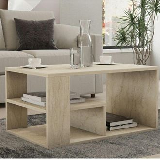 Pier Import Table basse avec rangement ouvert effet travertin MARFA