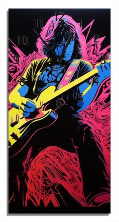 Wallario Design-Wanduhr, Acrylglasuhr Größe 30 x 60 cm, Schwarze Zeiger, Motiv Explosives Solo