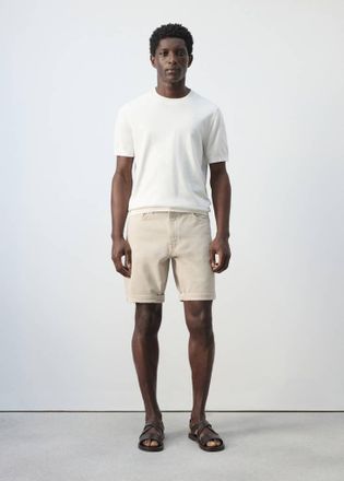 Mango Bermuda en jean slim fit beige - Homme - 38 - MANGO MAN