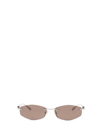 Balenciaga Mens Sunglasses Geometric Oval Light Ruthenium-Brown Metal Ruthenium/brown