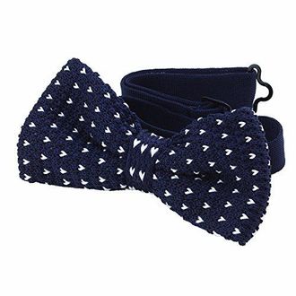 DonDon Noeud papillon homme en tricot li&eacute; et r&eacute;glable 11 x 6 cm bleu-blanc