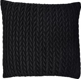 Laurence Llewelyn-Bowen Schwarzes, einfarbiges geflochtenes Kissen - 43 x 43 cm - Samtkissen mit Füllung/Polsterung im Lieferumfang enthalten - schwarzes Häkelkissen - Amory 