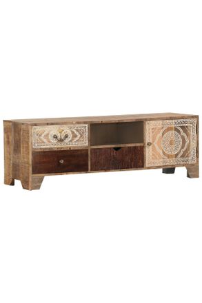 Landscape Lowboard, Mehrfarbig, Natur, Metall, Akazie, Mangoholz, massiv, 1 F&auml;cher, 3 Schublade(n) Schubladen, 150x50x49 cm, stehend, Holzm&ouml;bel, Kleinm&ouml;bel Holz