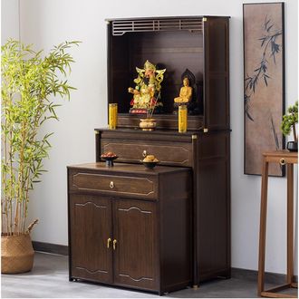 Generic Pers&ouml;nlicher Meditationsaltar, Buddhistischer Pooja-Schrein, Buddha-Nische Im Chinesischen Stil F&uuml;r Tempel Und Wohnungen Mit Schublade Und Auszugsfach