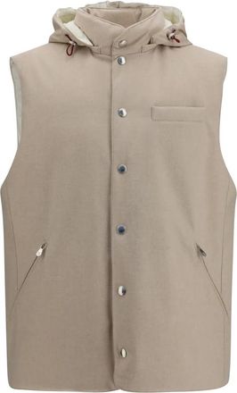 Brunello Cucinelli Bonded Wool Flannel Down Vest - - Jackets - Herren - Beige - M