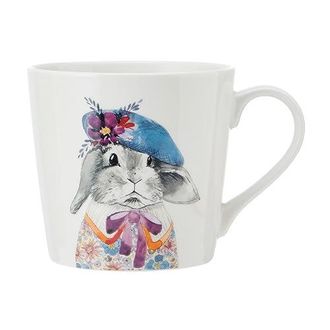 Mikasa Tipperleyhill Kaninchen Druck Porzellantasse, 380ml Fine China Tasse mit echten Gold Details, Neuheit Tasse für Tee & Kaffee mit Tierdruck, Geschenk-B