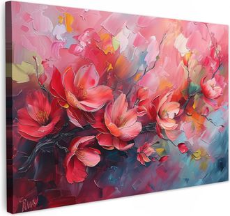 MuchoWow © Wandbilder Klein 30x20 cm Mini Schlafzimmer Home Deko Wohnung Bild Wohnzimmer Fotoleinwand Wand Bilder Leinwand Wall Decor Blumen - Rosa - Aquarell 