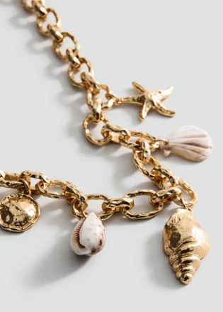 Mango Motif cha&icirc;ne &agrave; perles or - Femme - Taille unique - MANGO