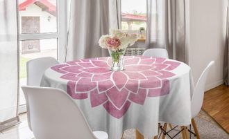 Abakuhaus rosa Mandala Runde Tischdecke, Yoga-Lotus-Blumen-Kunst, Kreis Tischdecke Abdeckung für Esszimmer Küche Dekoration, 150 cm, Baby-Rosa Blush