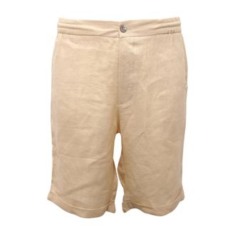 Alpha Studio Bermuda Leinen Shorts mit Kordelzug - - Shorts - Herren - Beige - M