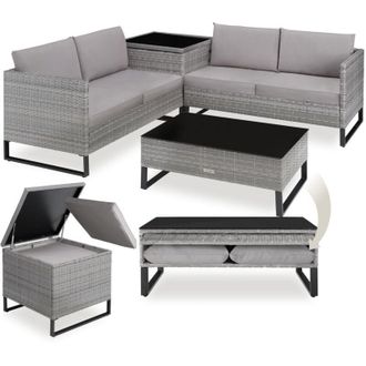TecTake Salon de jardin en polyrotin Ostuni - gris tachet&eacute;/gris