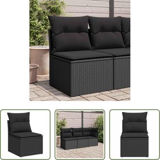 vidaXL Gartenm&ouml;bel - Gartenstuhl ohne Armlehnen mit Kissen Schwarz Poly Rattan
