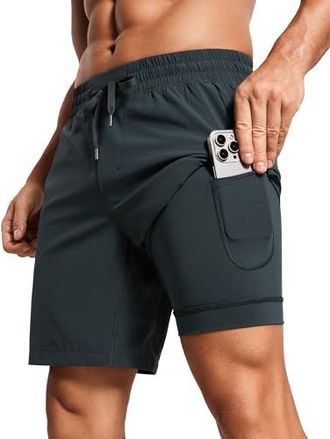CRZ YOGA Short Running Homme avec Doublure - 18 cm M&eacute;lanite XL