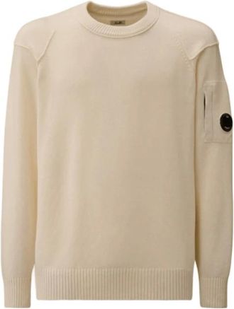 C.P. Company C.p. Company, Homme, Pulls, Blanc, Taille: XL Lambswool GRS Crewneck Lens Sweater