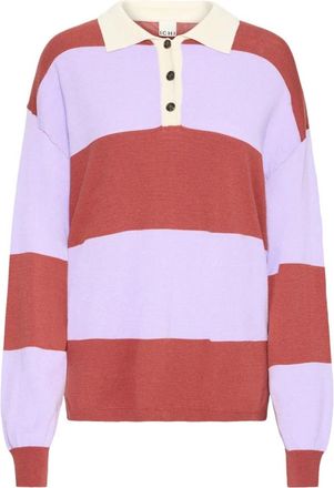 Ichi Ichi, Femme, Pulls, Multicolore, Taille: 46 FR Polo Rose Violette Combin&eacute;e