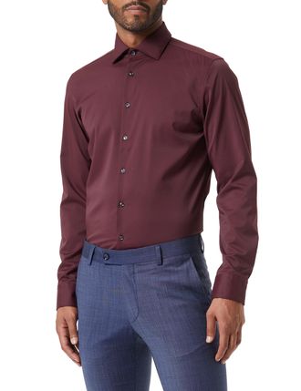 Seidensticker Herren 650400 Hemd, Beere, 42