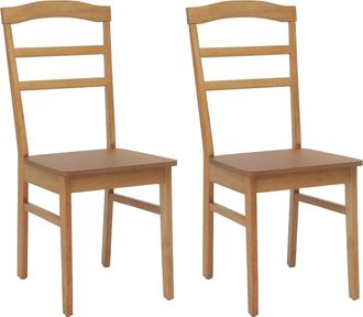 vidaXL Vidaxl Sedia Da Pranzo 2 Pz Legno Di Gomma Solido Naturale