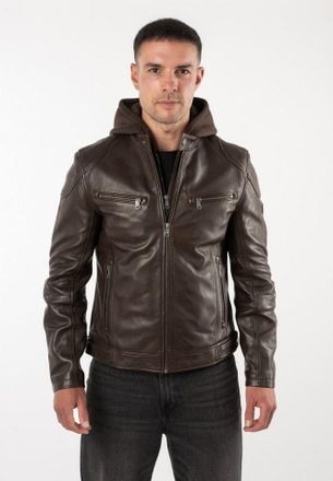 Mauritius Lederjacke MMBoky (mauritiusHerren26) mit Kapuze & betonter Schulterpartie