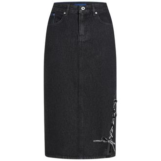 Karl Lagerfeld Femme, Jupes, Noir, Taille: 36 FR KLJ Tied Denim Midi Skirt