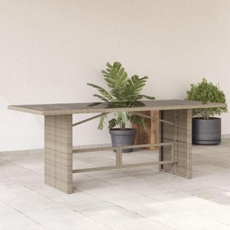 vidaXL vidaXL Gartentisch mit Glasplatte Hellgrau 190x80x74 cm Poly Rattan