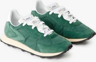 RUN OF gekerbten Leder -Turnschuhen gemischt - grün