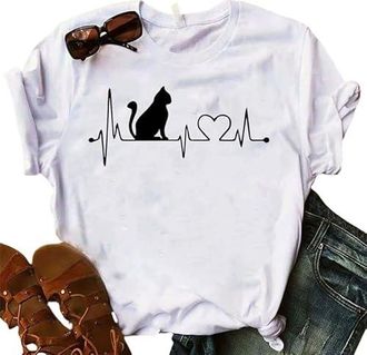 Keephen Maman Chat Maman Chien T-Shirts pour Femmes Patte de Chat Patte de Chien Impression 3D T-Shirt Manches Courtes Col Rond Animal de Compagnie Amoureux G