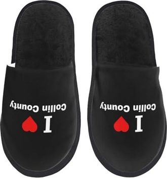 Generic Pantoufles En Peluche I Love Le Comt&eacute; De Collin Chausson Maison Chauds Slippers Pour Chambre Ext&eacute;rieur Femme M