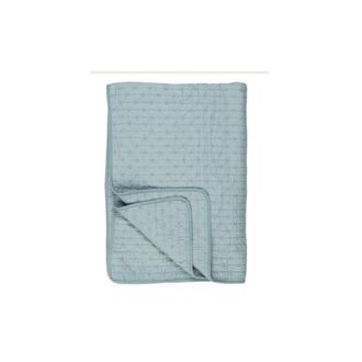 Ib Laursen Quilt blau m/Kreuzstichen, B: 130 L: 180