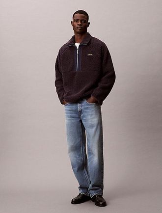 Calvin Klein Sherpa-sweatshirt Mit Viertelrei&szlig;verschluss Am Rollkragen - Evening Sunset - Herren - XL