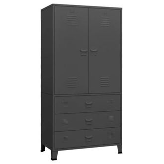 vidaXL Garde-Robe Industrielle Armoire &agrave; V&ecirc;tements Organisateur Armoire de Rangement Chambre &agrave; Coucher Maison Int&eacute;rieur Anthracite 90x50x180 cm M&eacute;tal