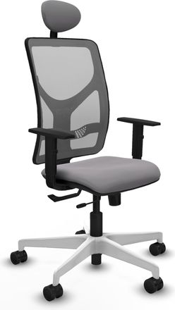 Piqueras y Crespo B&uuml;rostuhl, grau, mit 1D-Armlehnen, h&ouml;henverstellbare Lendenwirbelst&uuml;tze und festes Kopfteil, ausgestattet mit Syncro/Traslack und Schneideschaum, Grau