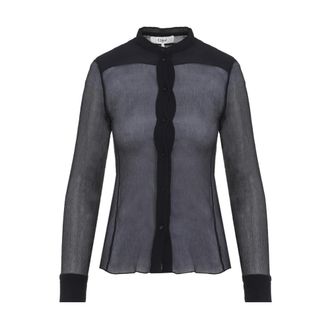 Chlo&eacute; Femme, Blouses et Chemises, Bleu, Taille: 38 FR Chemise en cr&ecirc;pon de soie