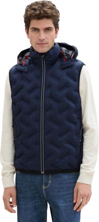 Tom Tailor Herren 1041313 Hybrid Weste mit Kapuze, 10668-Sky Captain Blue, 3XL
