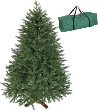HOMCOM Weihnachtsbaum k&uuml;nstlich 180 cm Christbaum wie echt mit 713 dichten Zweigen, 100% Spritzgussform, Nordmanntanne mit Kiefernholzsockel, Aufbewahrungsta