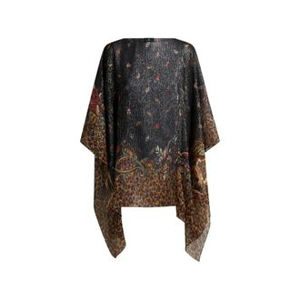 Etro Femme, Blouses et Chemises, Noir, Taille: ONE Size Poncho Imprim&eacute; en Soie