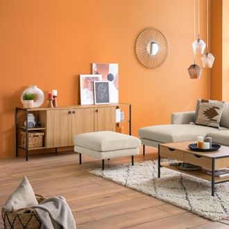 M&oslash;rteens home24 Polsterhocker 83 x 44 x 63cm Beige Cordstoff Licia: Sand