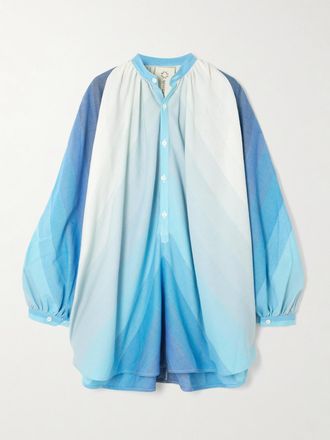 Marrakshi Life The Touareg Tunic Oversized-mini-hemdblusenkleid Aus Gestreifter Baumwolle Mit Farbverlauf - Blau