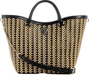 Guess Femmes Atalia Tote Sac de Transport, Naturel/Noir, Taille Unique