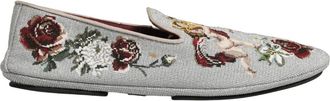 Dolce & Gabbana Homme, Chaussures, Multicolore, Taille: 44 EU Velvet Slippers with Crown Embroidery