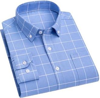 Generic Chemise en coton &agrave; manches longues pour homme - Motif &eacute;cossais Oxford - Style d&eacute;contract&eacute; - Solide - Imprim&eacute; r&eacute;gulier, Cx01, XXL