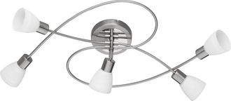 Trio Leuchten LED-Deckenleuchte Carico, nickel matt / chrom, Glas weiß gewischt 671510507